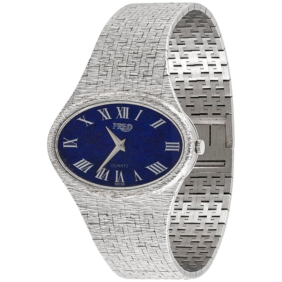 Fred of Paris 18 Karat White Gold Pave Diamond Ladies Watch For Sale at ...