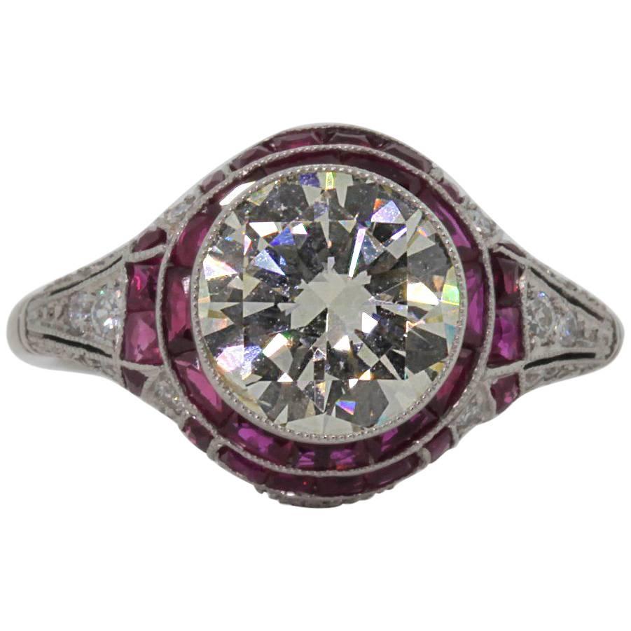 Diamond Ruby Platinum Ring at 1stDibs