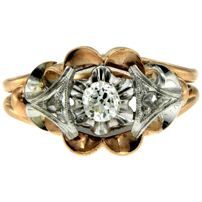 Retro Diamond two-colour Gold Ring For Sale at 1stDibs | retro ...