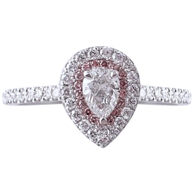 0.92 carats - Platinum Engagement Ring Pear Shape Diamond Natural Light ...