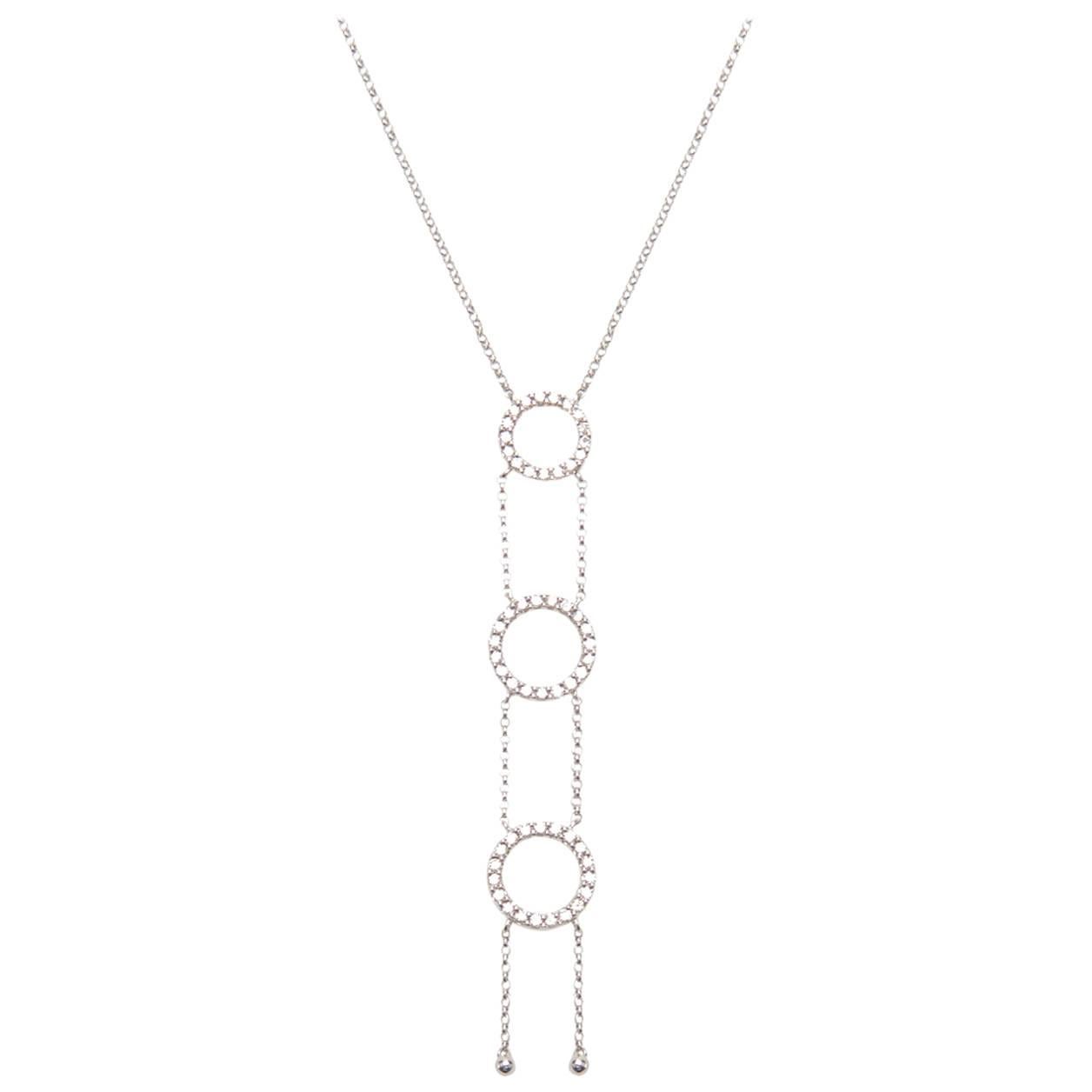 Three Fancy Diamond Vertical Necklace For Sale at 1stDibs