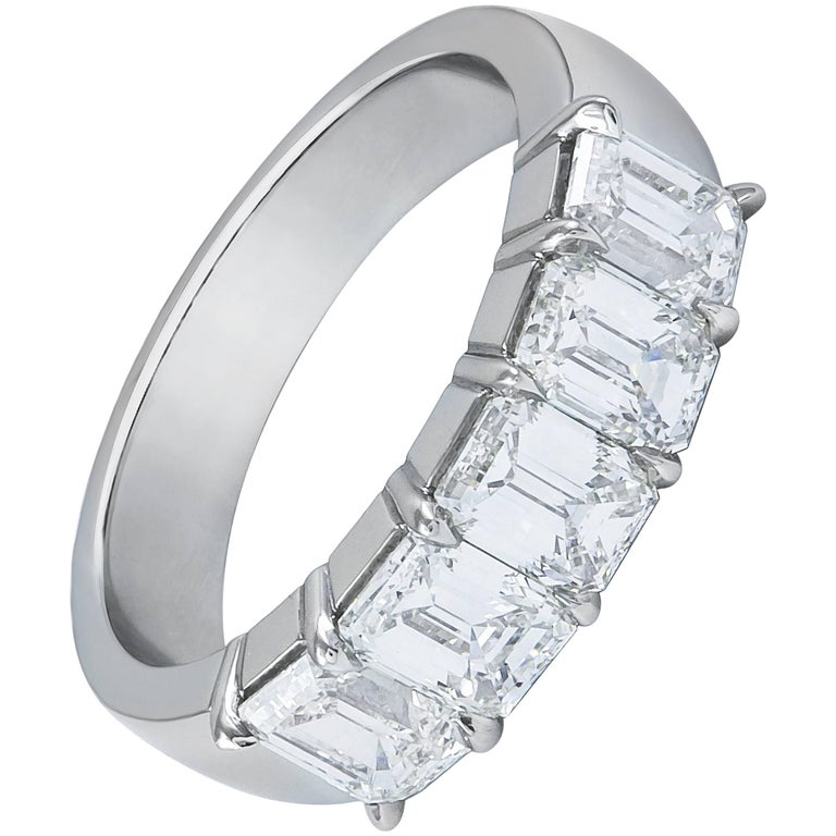 Roman Malakov 2 53 Carat Total Emerald Cut Diamond Five Stone Wedding
