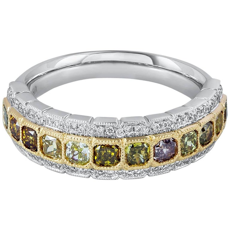 Fancy Color Radiant Cut Diamond Fashion Ring For Sale at 1stDibs