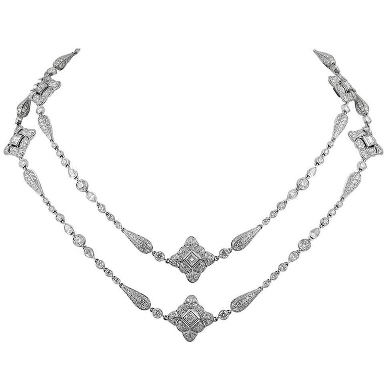 Contemporary Diamond Deco-Style Opera Necklace For Sale at 1stDibs
