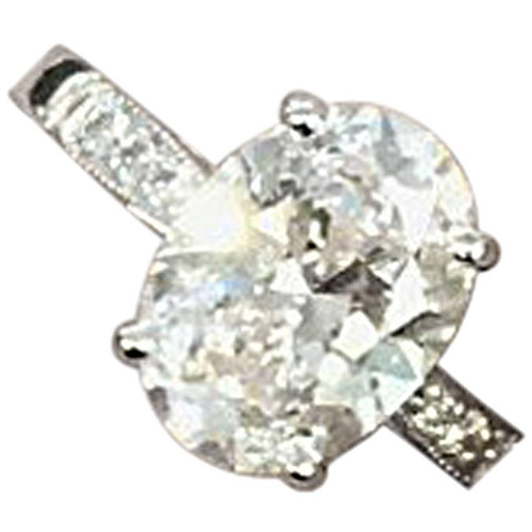 2.00 Carat Oval Diamond GIA Graded J Color SI1 Clarity Platinum Ring ...