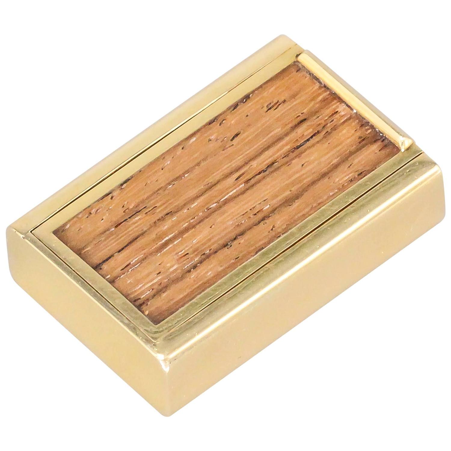 Gubelin Wood and Gold Sliding Pill Box For Sale at 1stdibs