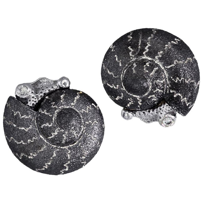 Alex Soldier Diamond Sterling Silver Textured Baby Snail Stud Earrings ...
