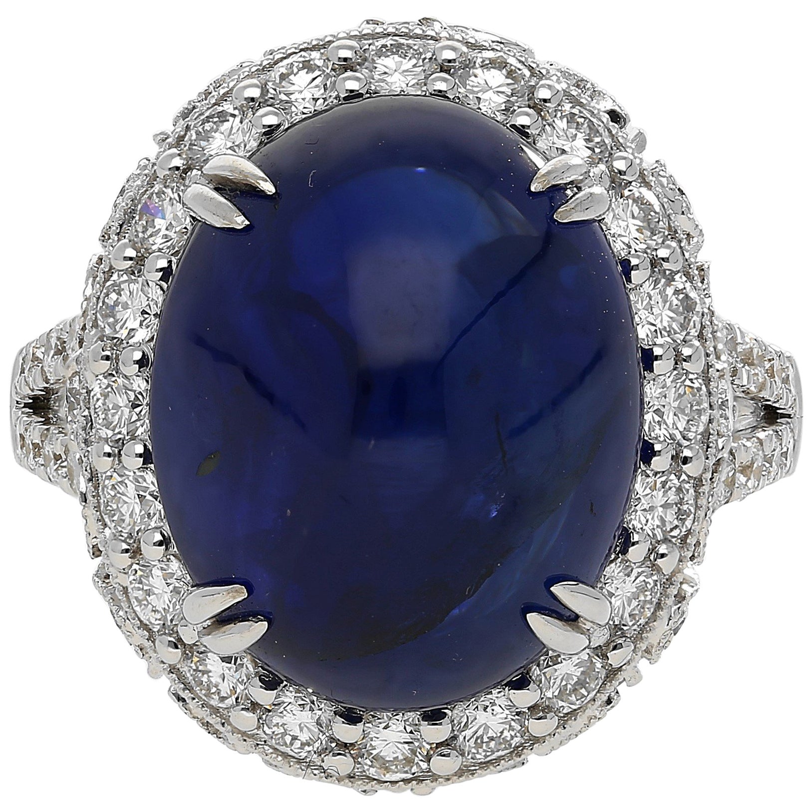 AGL Certified 16 Carat Ceylon Sapphire Diamond Cocktail Ring For Sale ...