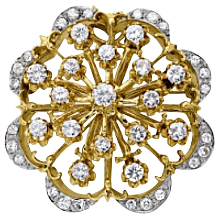 Antique Diamond Starburst Pin-Pendant at 1stdibs