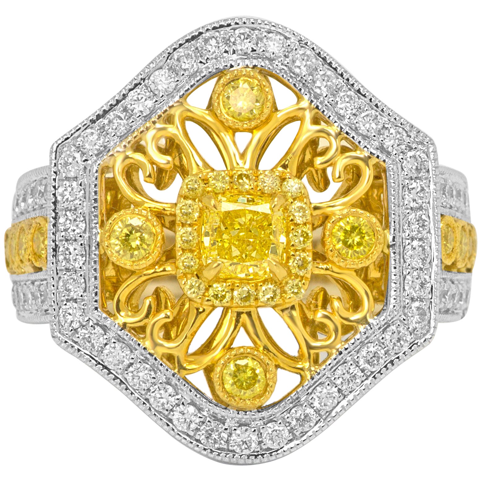 Natural Color Diamond Gold Ring For Sale at 1stDibs