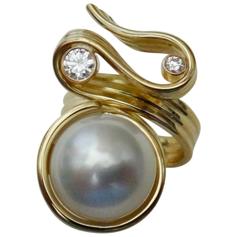 South Sea Pearl Diamond Ring at 1stdibs