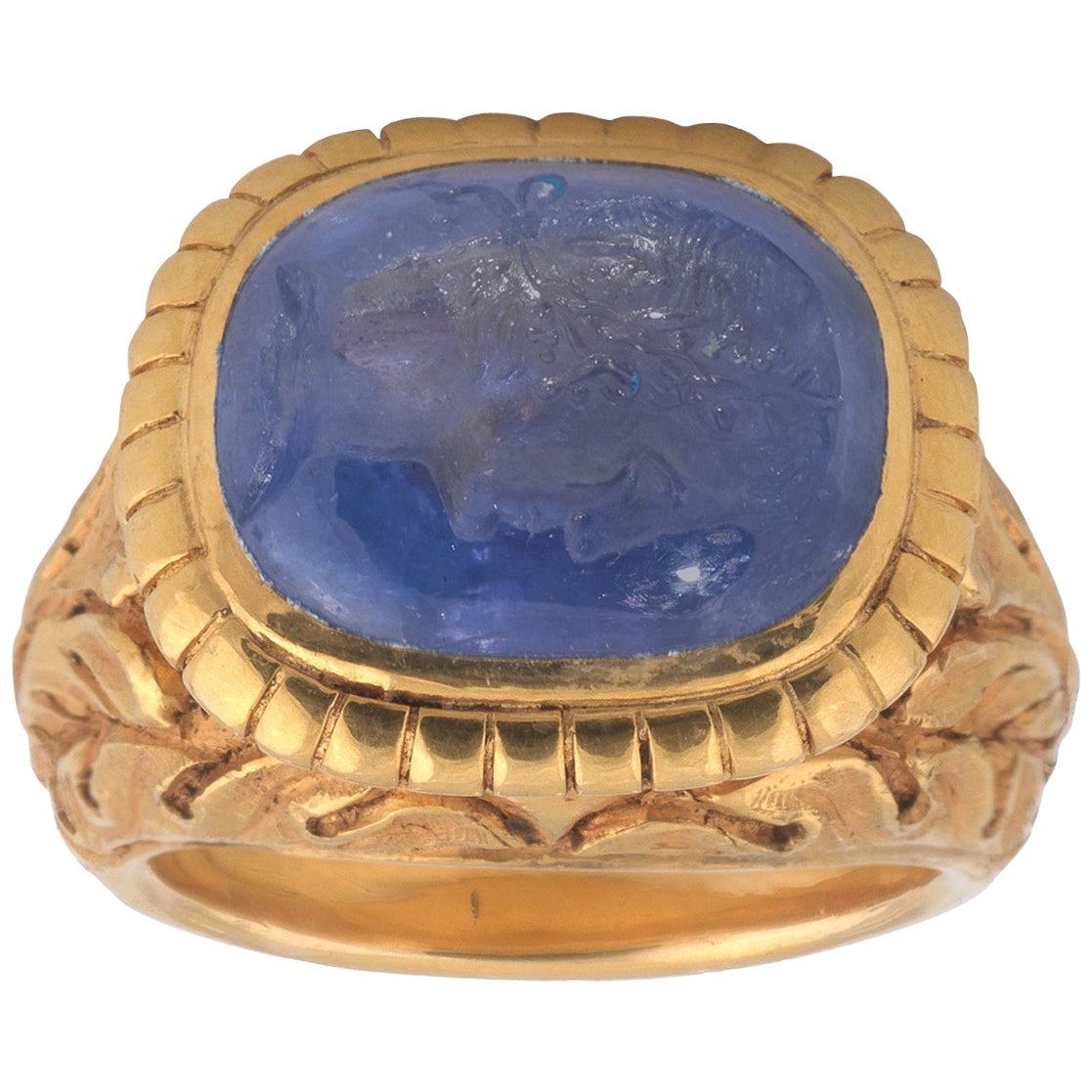 Ancient Roman Caesar Augustus Intaglio Signet Ring at 1stDibs