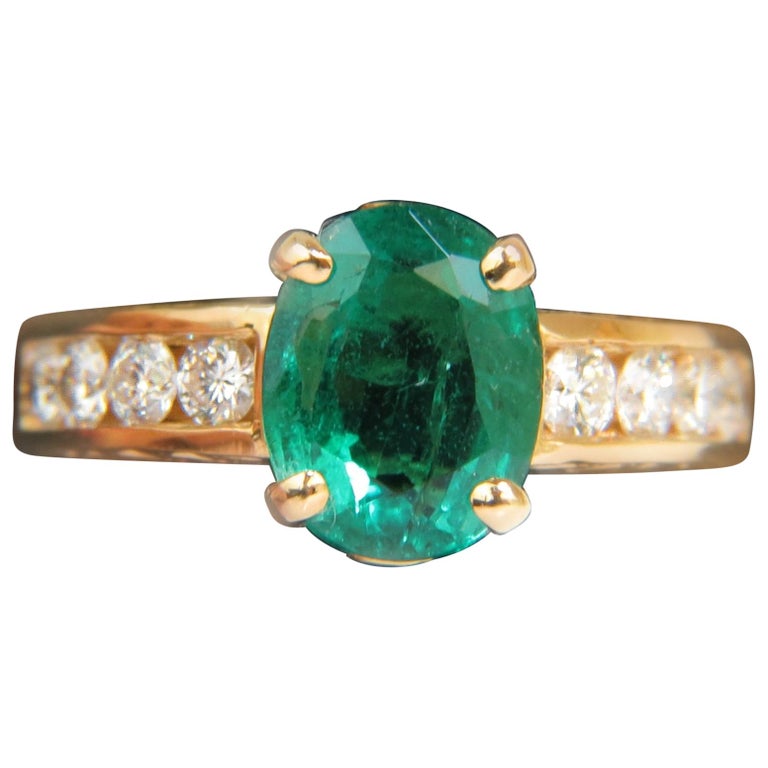 3.05 Carat Natural Emerald Diamond Ring Zambia A+ For Sale at 1stdibs