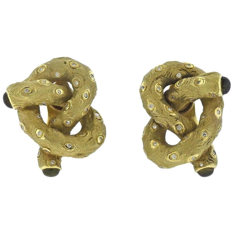 Nicholas Varney Diamond Citrine Gold Earrings at 1stDibs