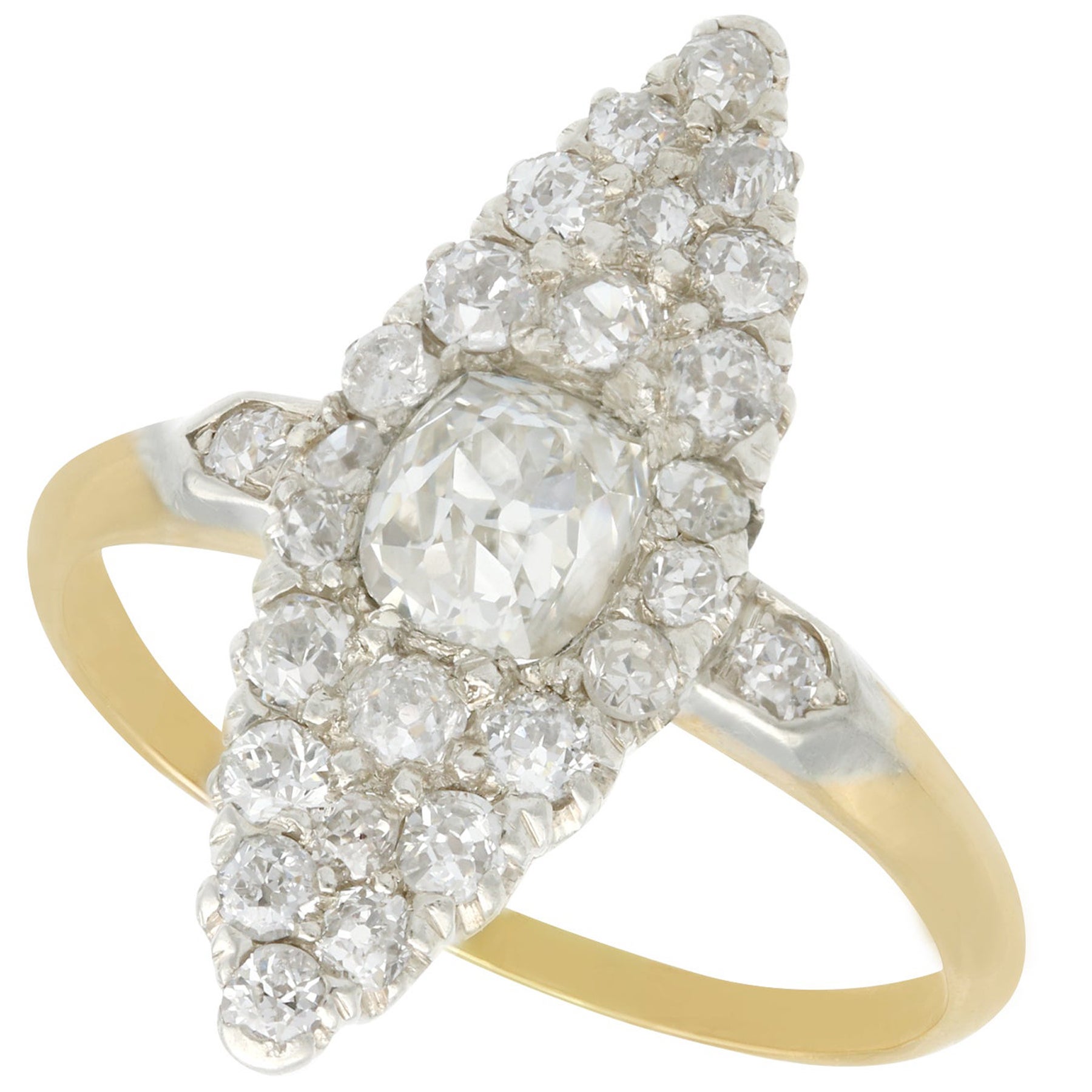 Victorian Emerald Diamond Gold Ring, 1900s For Sale at 1stDibs