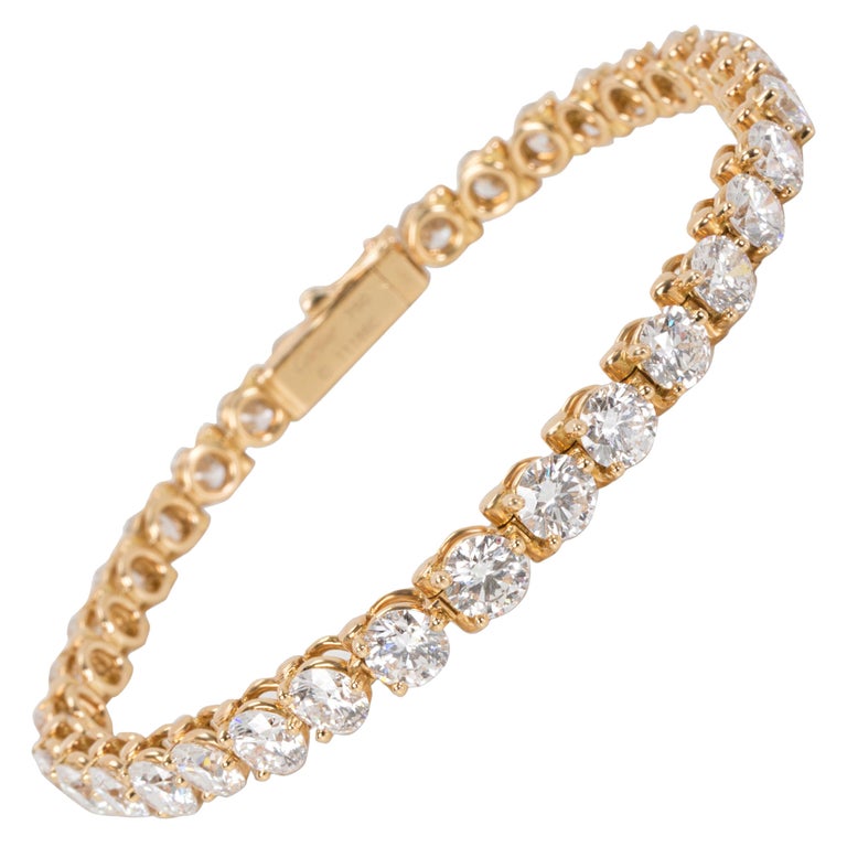 Cartier 3 Prong Diamond Tennis Bracelet In 18 Karat Yellow Gold 9 55