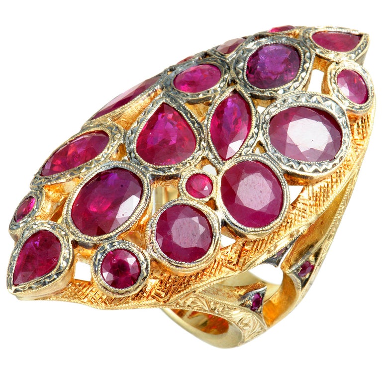 Loree Rodkin 18 Karat Yellow Gold Ruby Cluster Large Marquise Ring at ...