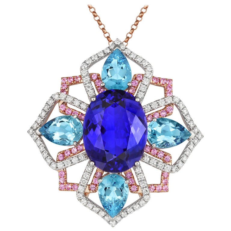 Tivon 18 Carat White, Yellow and Rose Gold Multi-colour gemstone and ...