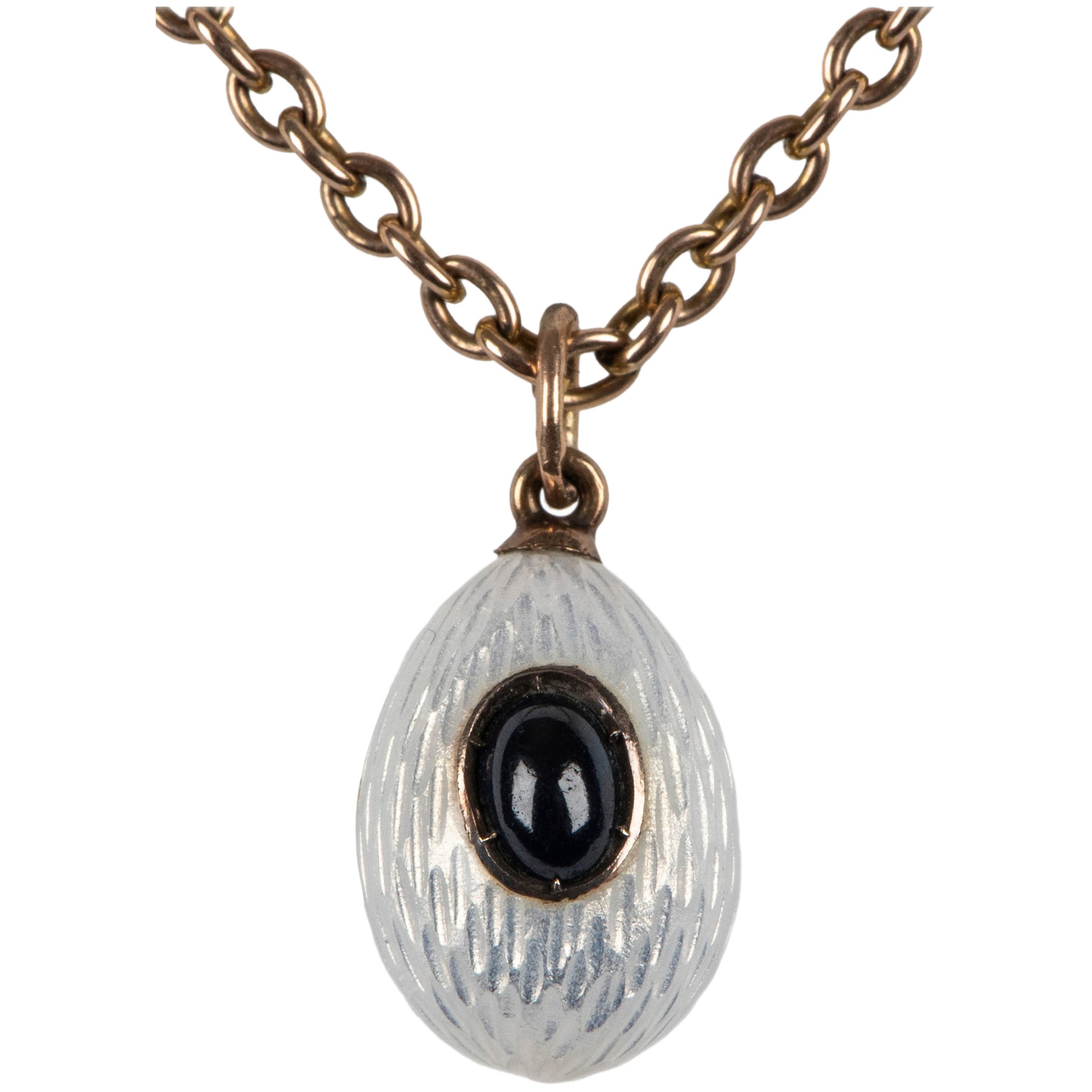 Ananov Green Enamel Russian Miniature Egg Pendant at 1stDibs