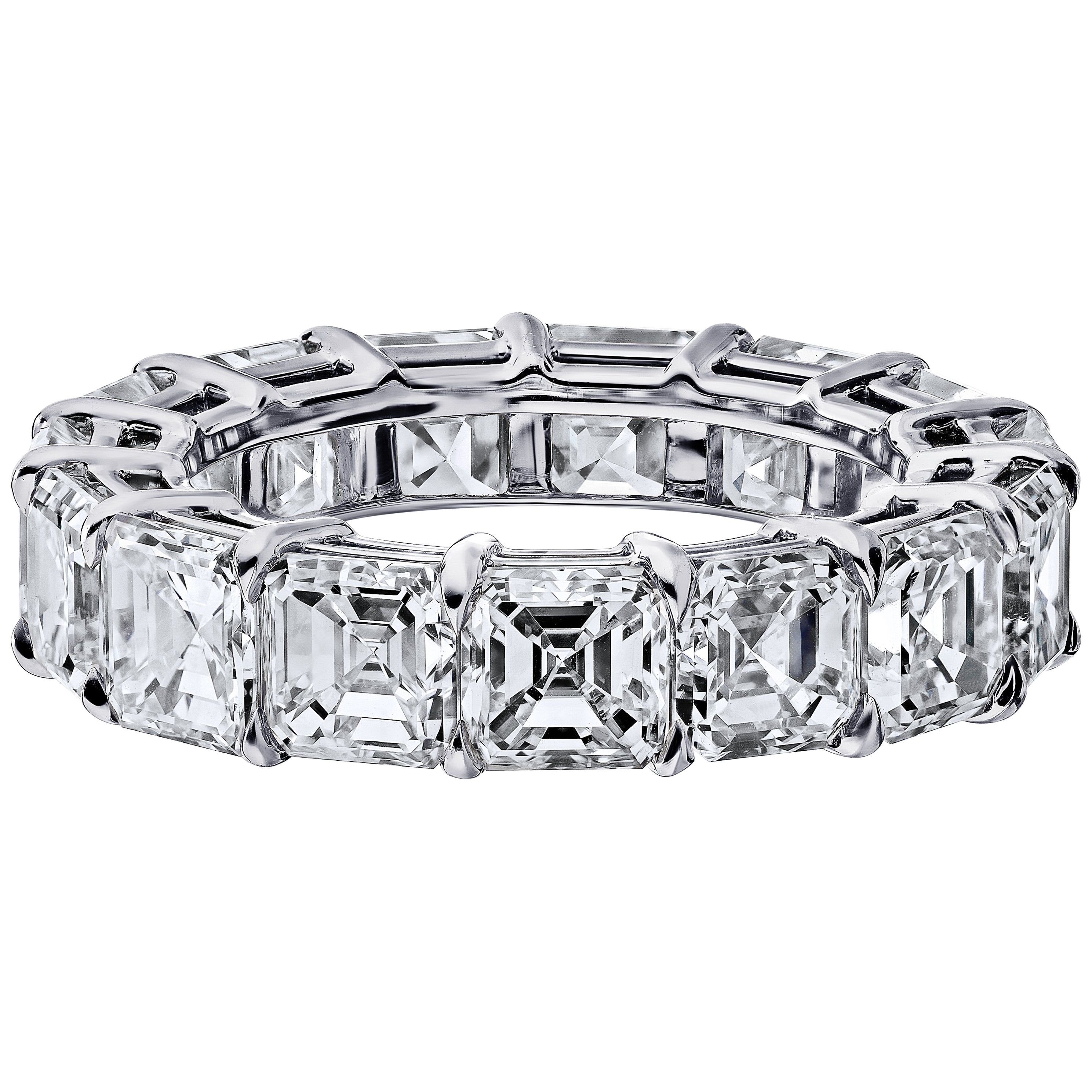 GIA Certified Asher Cut 7 Carat Diamond Ring Platinum Eternity Band For ...