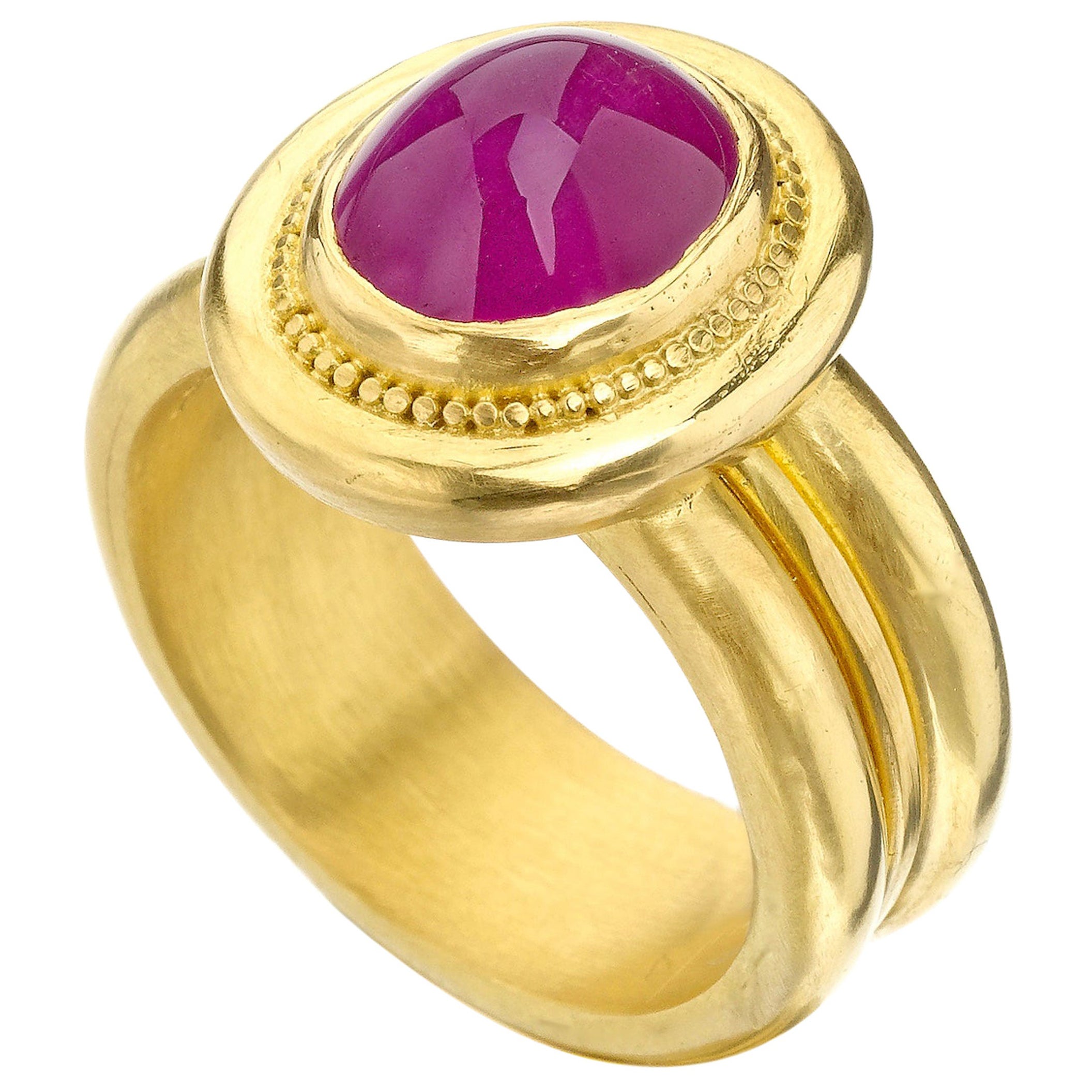Balinese Ruby Gold Ring For Sale at 1stDibs