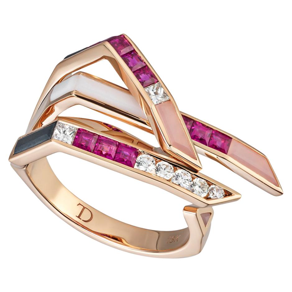 Stellar Ruby and Diamond Wing Ring For Sale at 1stDibs