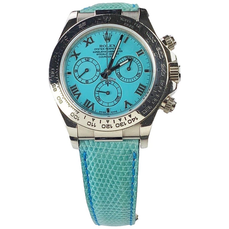 Rolex White Gold Daytona Blue Beach Edition Automatic Watch with Papers ...