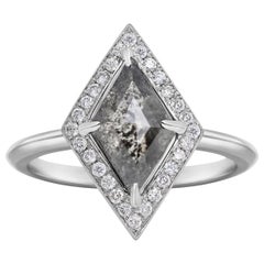 Rachel Boston 18ct White Gold and Geometric Rose Cut Imperfect Diamond ...