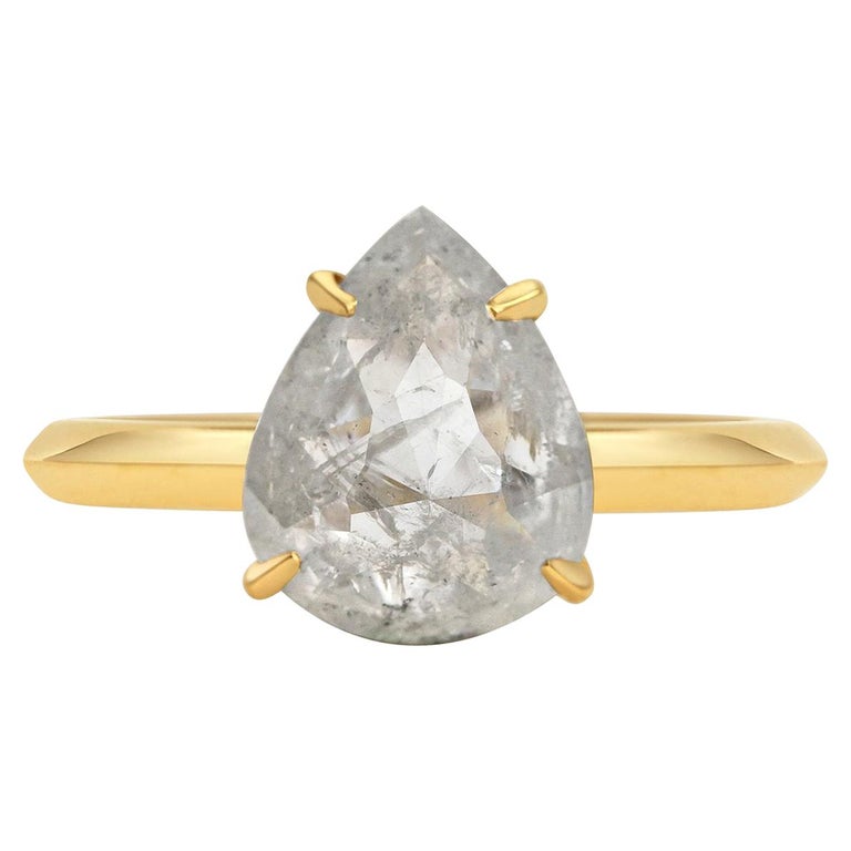 Rachel Boston 18ct Yellow Gold and Pear Rose Cut Imperfect Diamond Ring ...
