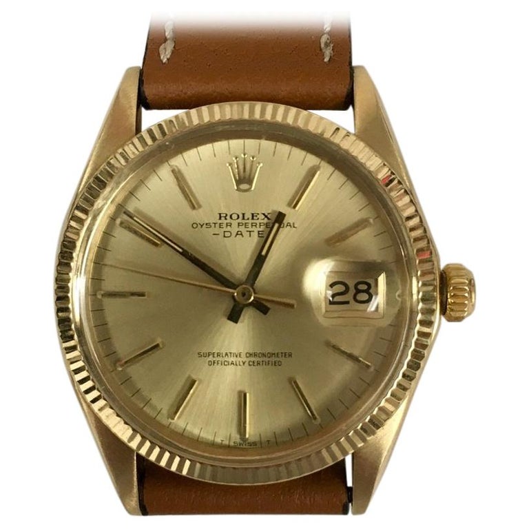 Vintage 14 Karat Yellow Gold Rolex Oyster Perpetual Date 1503 at 1stDibs