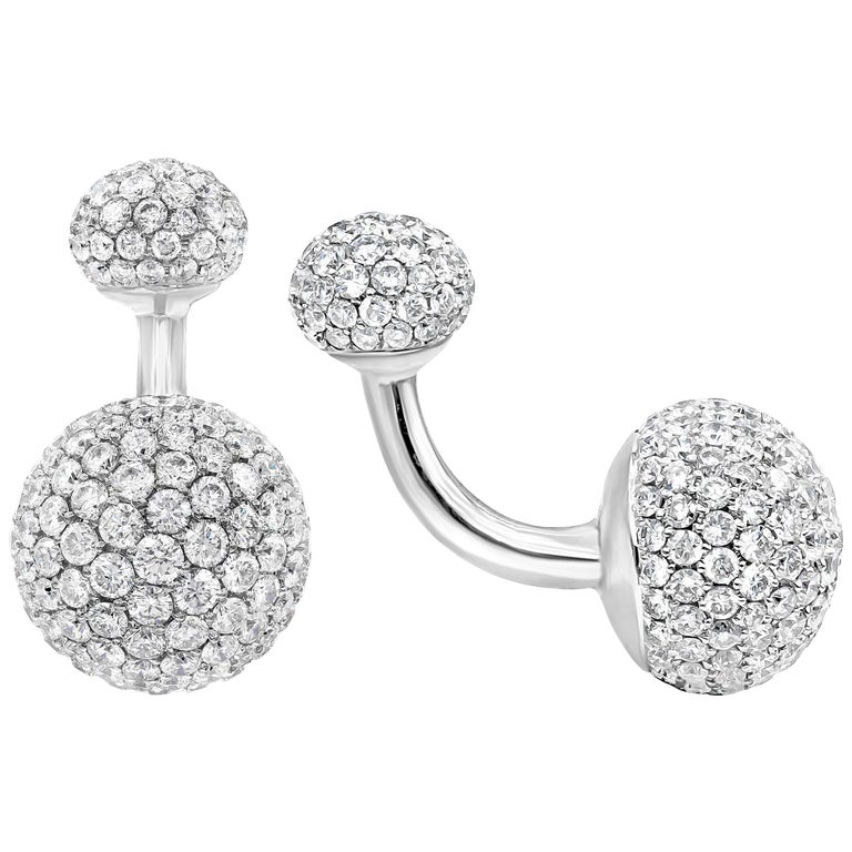 Diamond Encrusted Rounded Face Cufflinks For Sale at 1stDibs