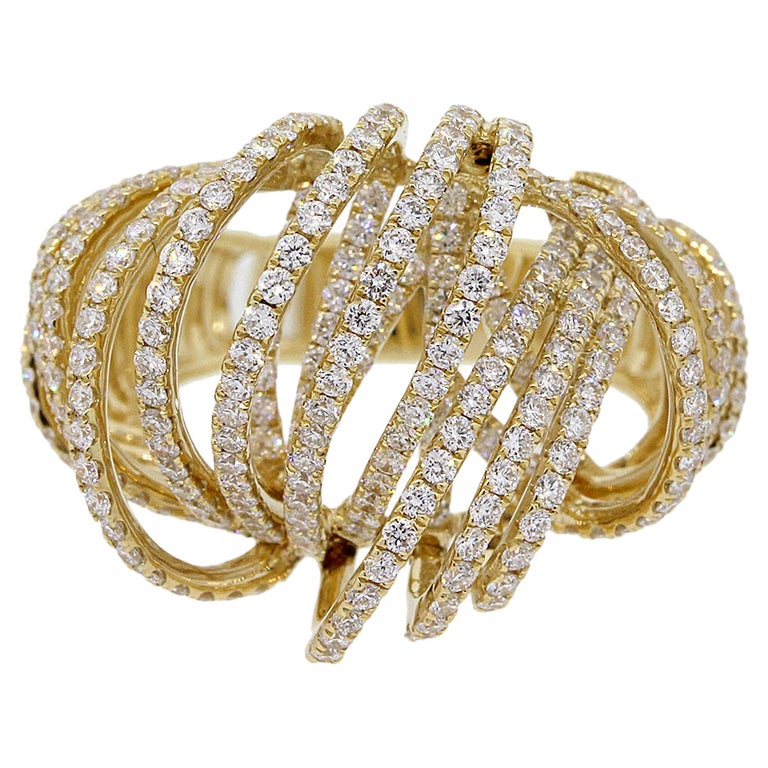 Diamond Abstract Spiral Ring For Sale at 1stDibs