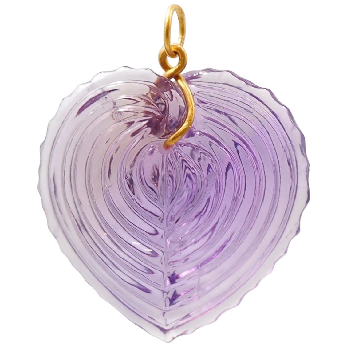 Hand Carved Extra Large Amethyst of 160 carats 22 Karat Gold Pendant at ...