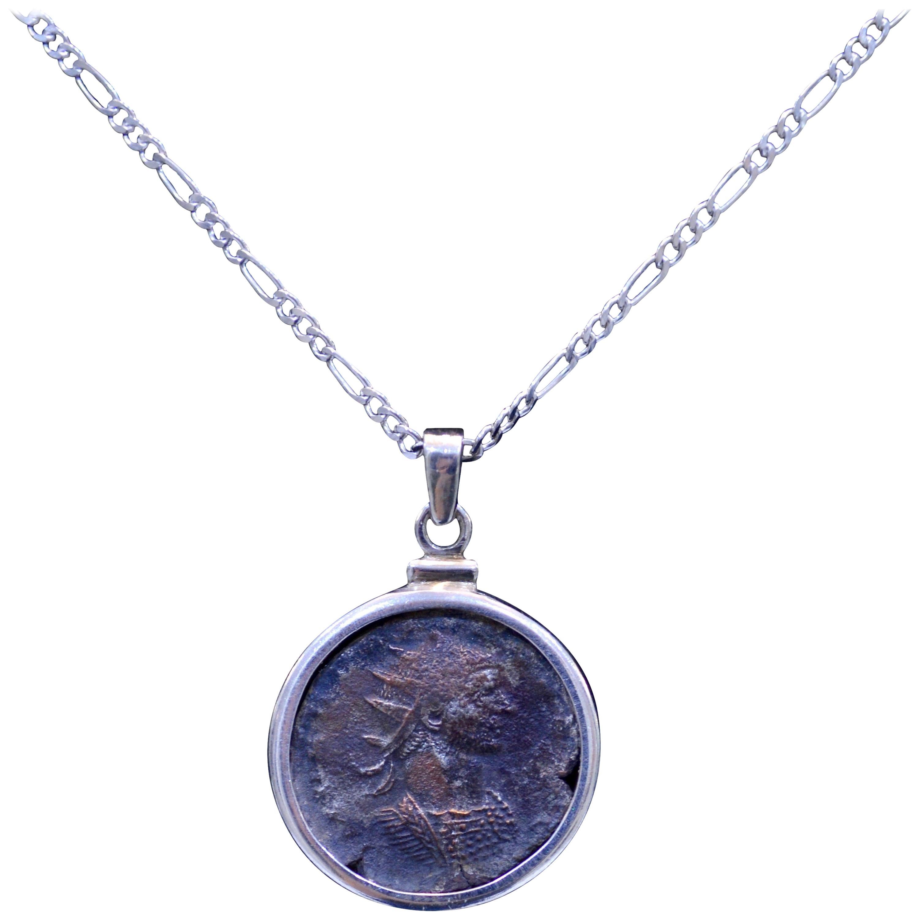 Authentic Roman Coin Silver Necklace at 1stDibs