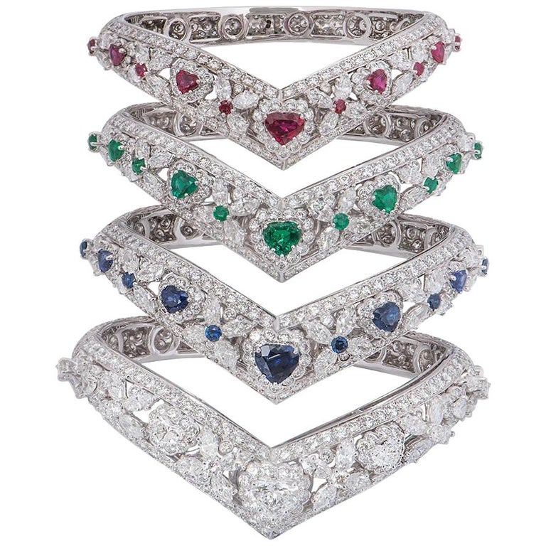 Graff Diamond, Emerald, Ruby and Sapphire Set Bangles at 1stDibs ...