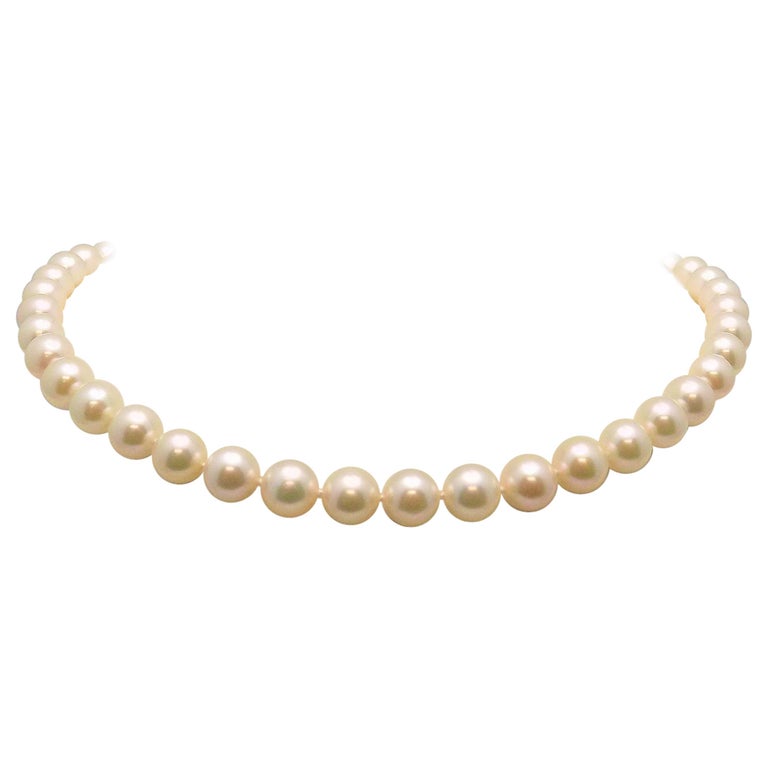 Strand of 45 Cream Rose Cultured Pearls For Sale at 1stDibs