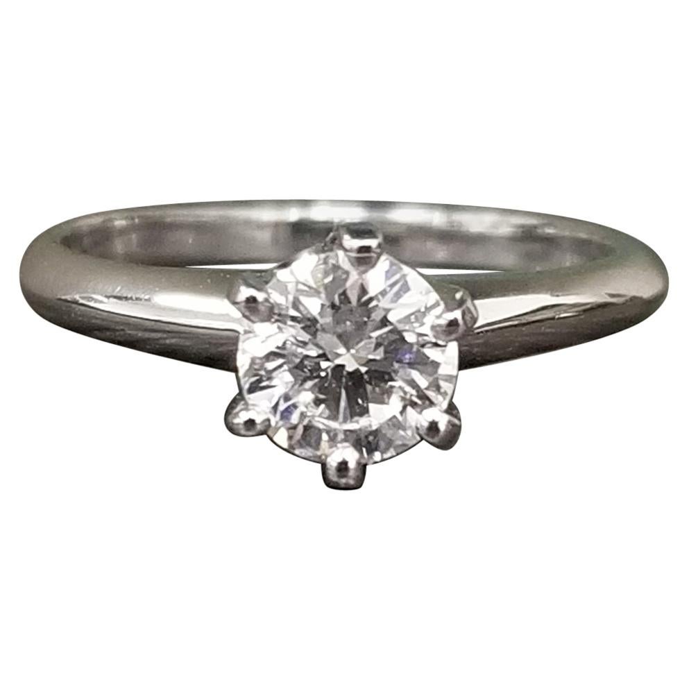 GIA Certified, 60Pts, F VS1 Platinum "Tiffany" 6 Prong Setting For Sale ...