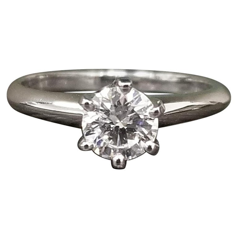 GIA Certified, 60Pts, F VS1 Platinum "Tiffany" 6 Prong Setting For Sale ...