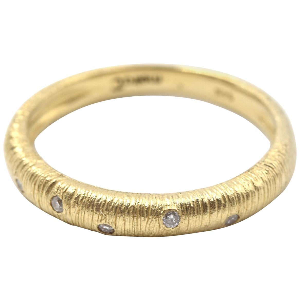 Raphael Leon 0.05 Carat Diamond 14 Karat Gold Band Ring For Sale at 1stDibs