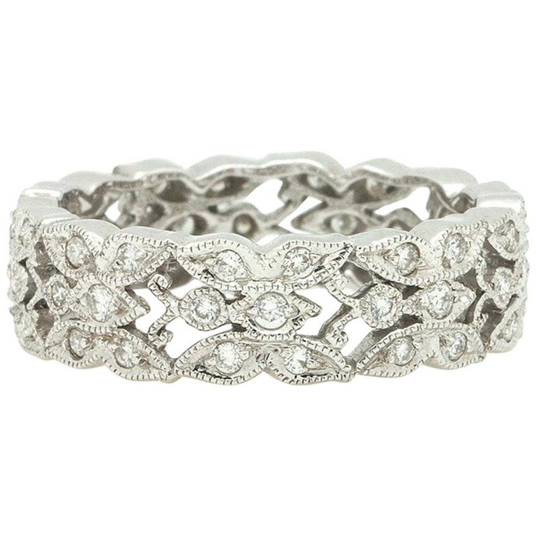 Vintage Style 18 Karat Gold Wide Diamond Eternity Band 0.38 Carat ...