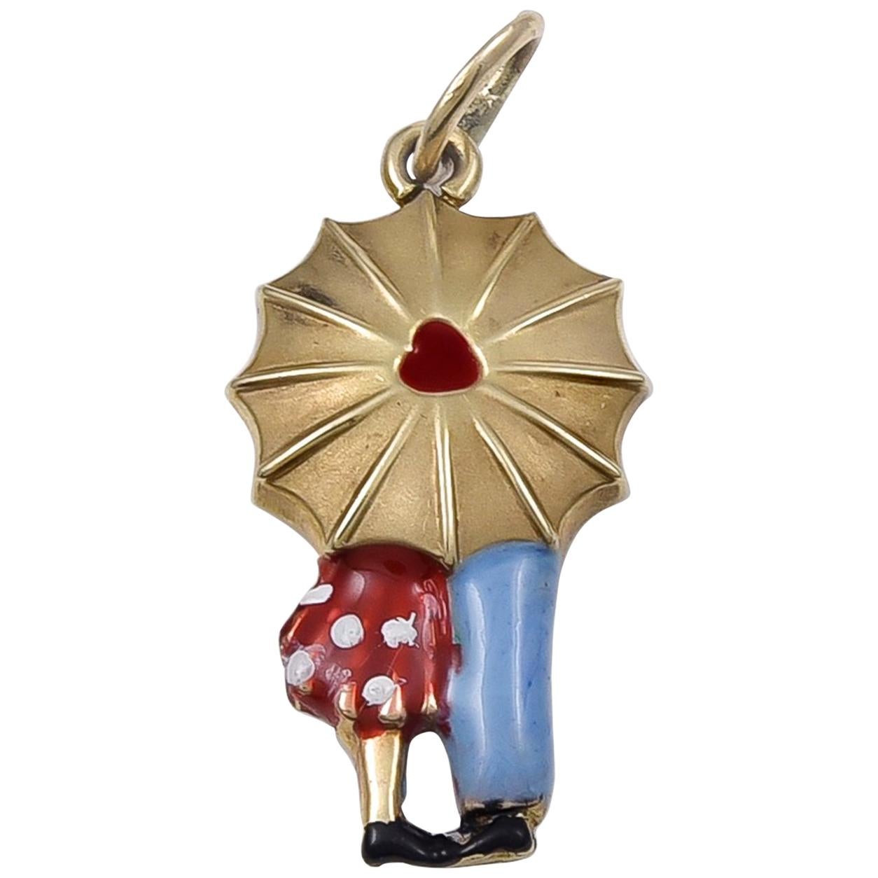 Gold and Enamel Valentine Charm at 1stDibs