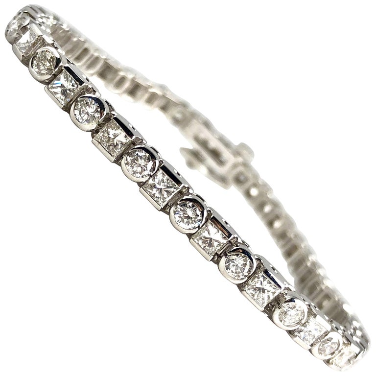 5 54 Carat Diamond Tennis Bracelet In 18 Karat White Gold By Diamond