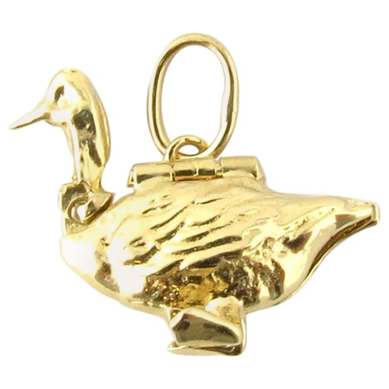 14 Karat Yellow Gold Goose and Egg Charm at 1stDibs