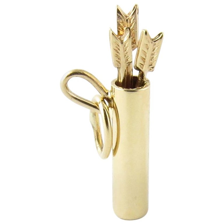 14 Karat Yellow Gold Quiver and Arrows Charm at 1stDibs