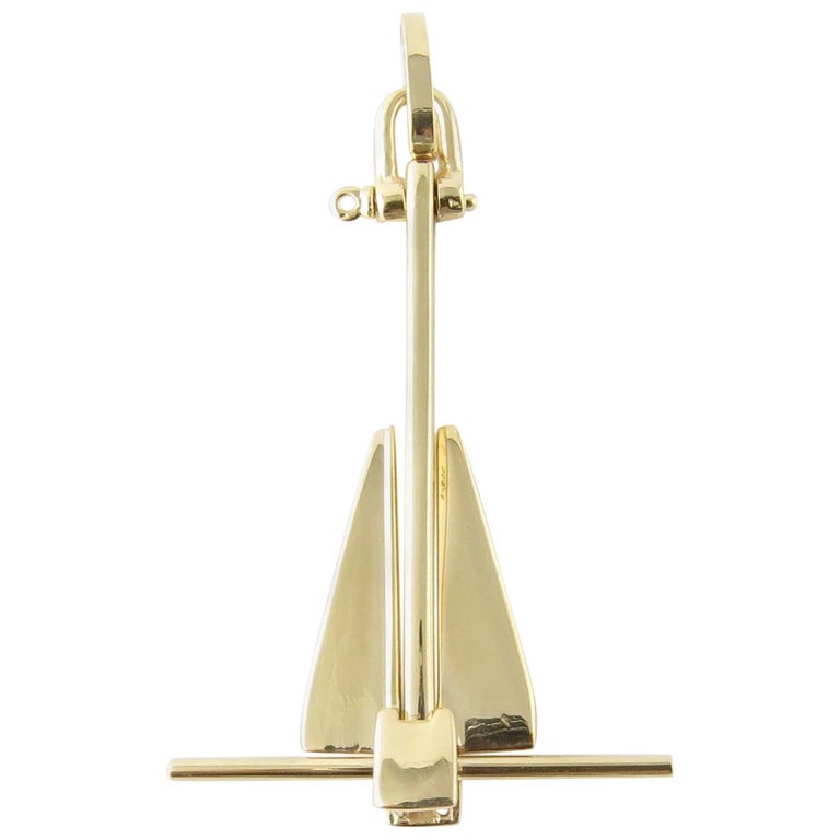 14 Karat Yellow Gold Anchor with Movable Stock Charm or Pendant at 1stDibs