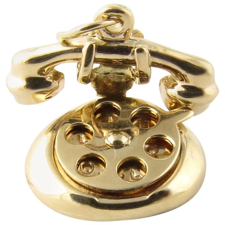 14 Karat Yellow Gold Rotary Dial Telephone Charm at 1stDibs