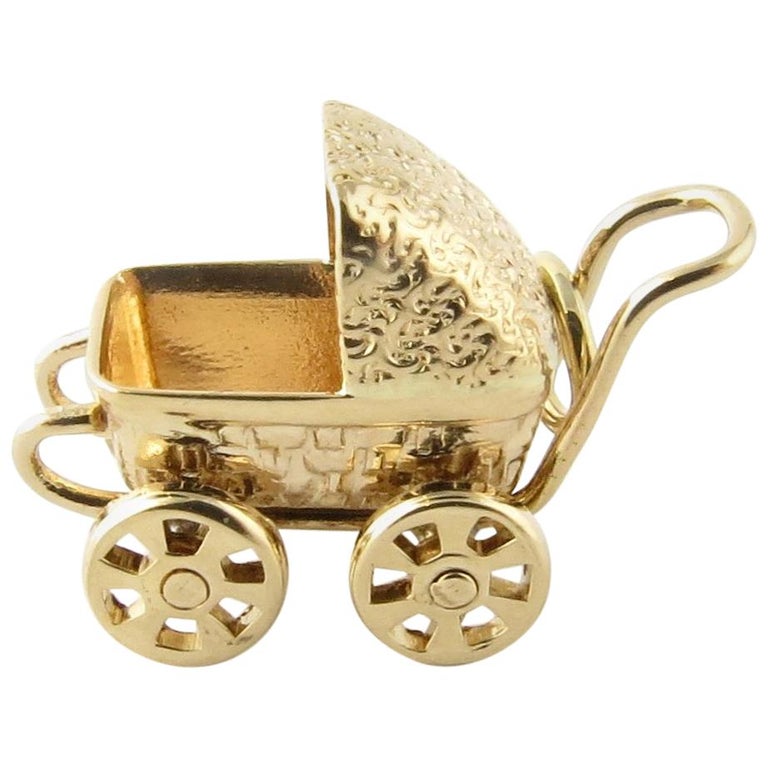 14 Karat Yellow Gold Baby Carriage/Pram Charm at 1stDibs