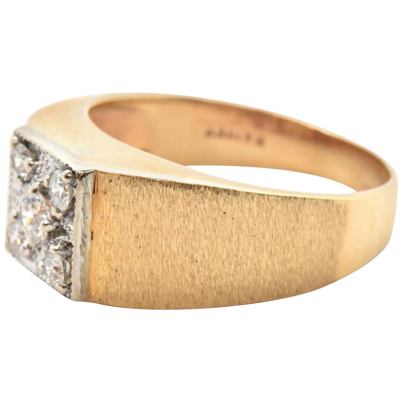 Men's La Kaiser 14 Karat Yellow Gold and Round Brilliant Diamond Ring ...