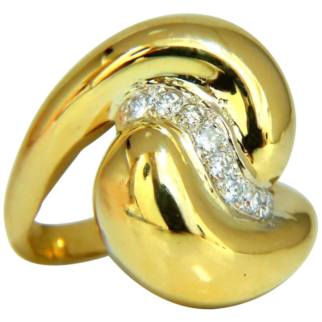 .30 Carat Natural Diamonds Intertwined Yin Yang Ring 14 Karat Vintage ...