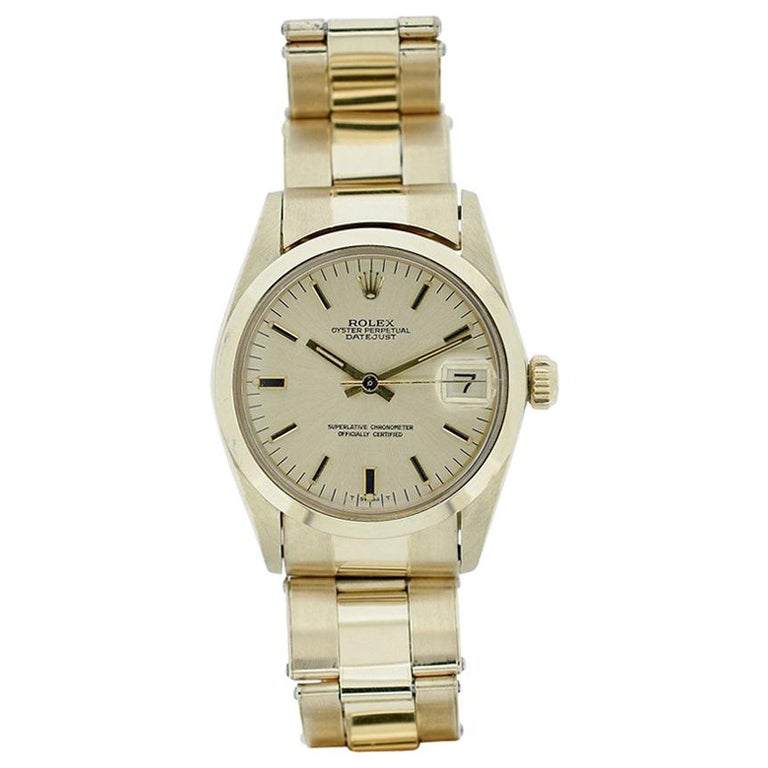 Rolex Datejust 6824 with Yellow-Gold Bezel and Champagne Dial at 1stDibs